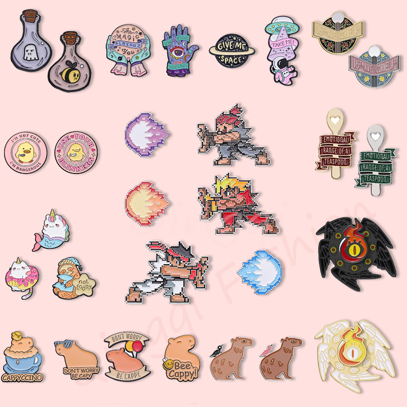 2-3Pcs/Set Cartoon Anime Enamel Pin Brooch Set Funny Duck Bee Cappy ...