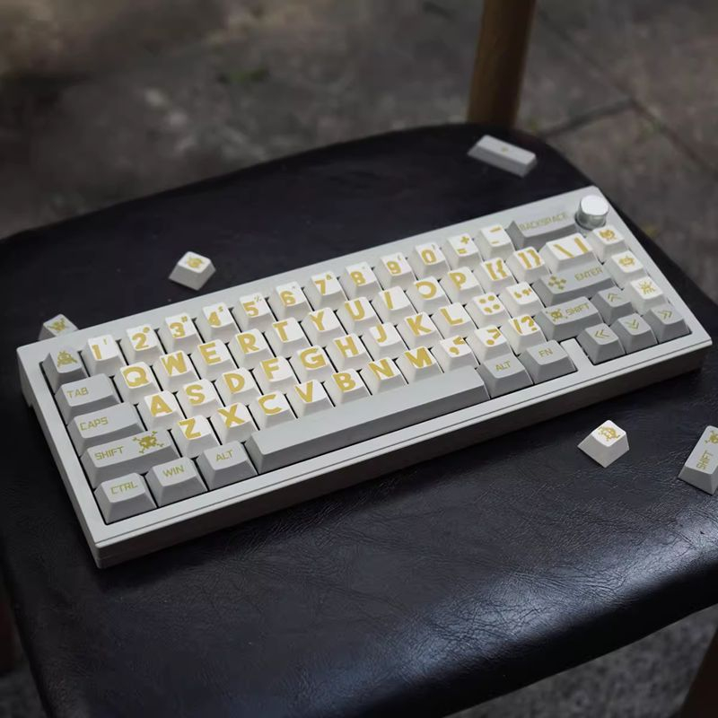 【Keycap Only】Retro Gold Pixel Keycap 147 Keys Cherry Profile PBT ...
