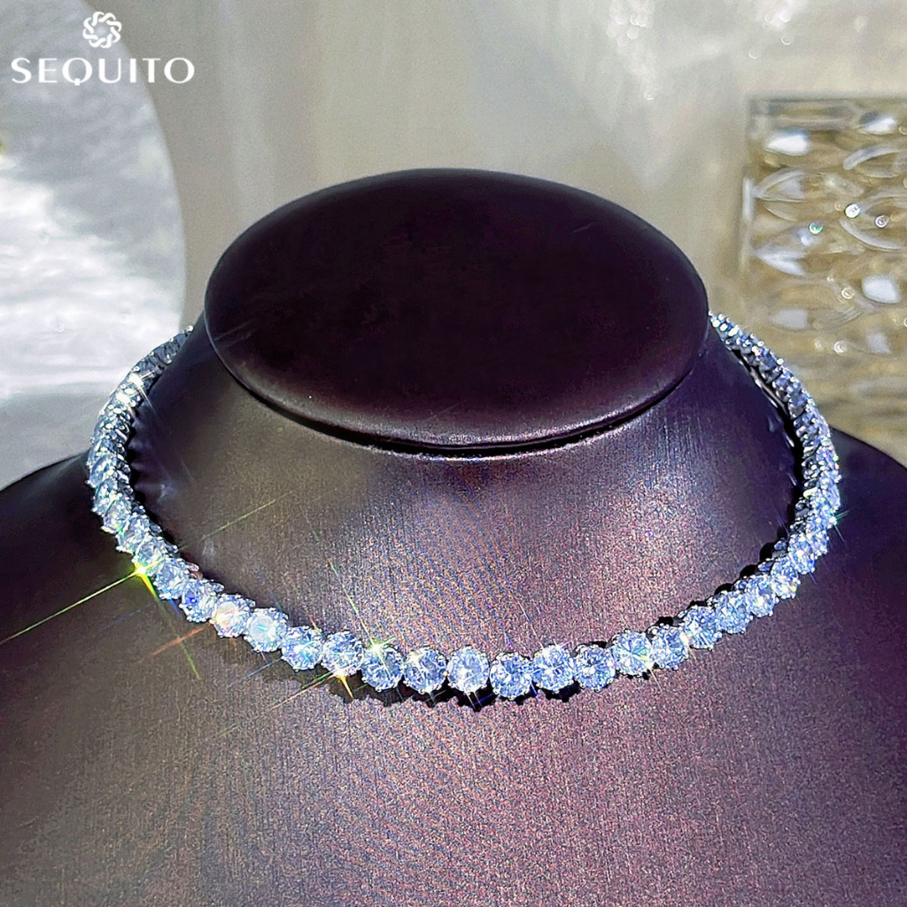 SEQUITO Brilliant Women Jewelry Inlay Round Cut AAAAA Cubic Zirconia ...