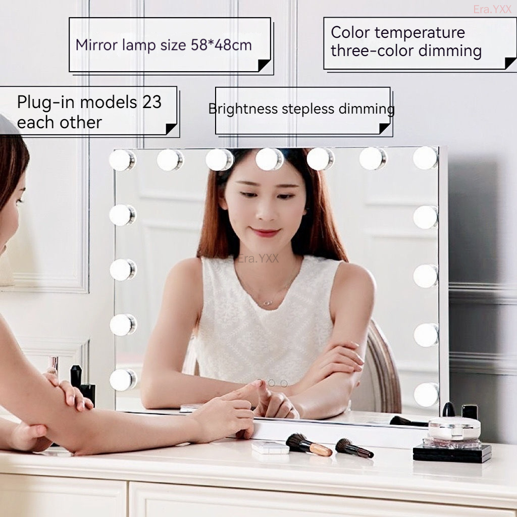 Led Makeup Mirror Bulb Mirror Square Desktop Smart Fill Light Desktop ...