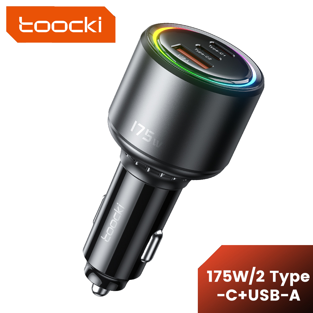 Toocki 175W Type C Car Charger PD 100W Dual USB C + USB Super Fast ...