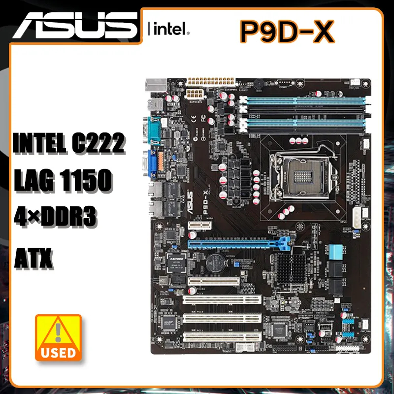 1150 Motherboard ASUS P9D-X Server Motherboard DDR3 32GB Intel C222 1× ...