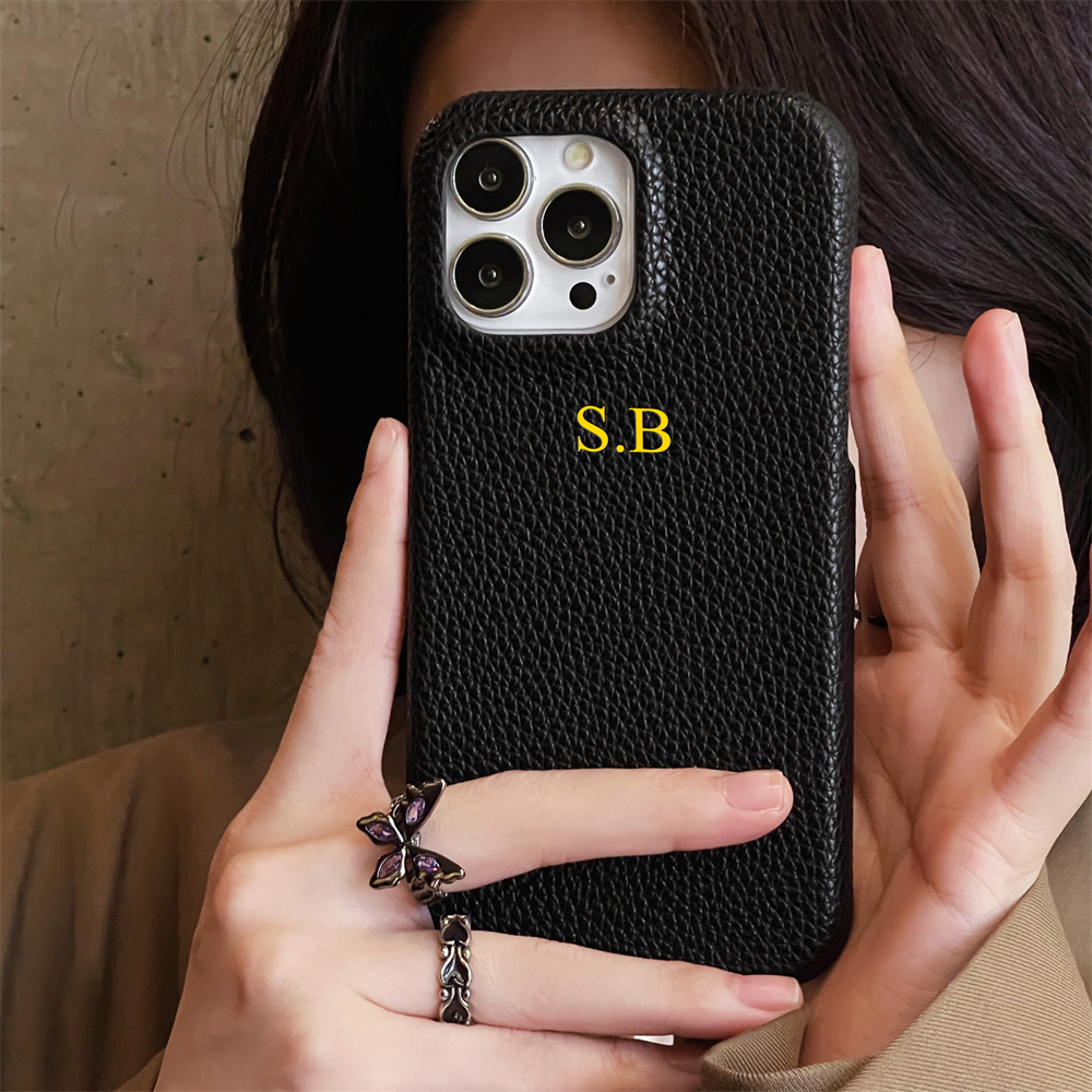 Luxury Custom Gold Letters Name DIY Soild Color PU Leather Hard Case ...