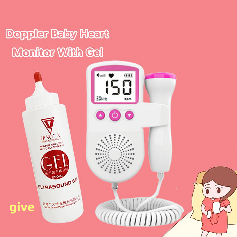 (Free Gel) Fetal Doppler Ultrasound Monitor Baby Heartbeat Detector ...