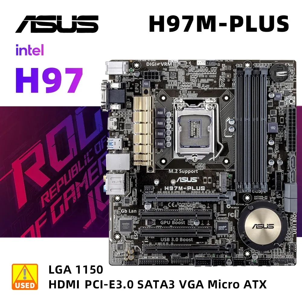 LGA 1150 motherboard ASUS H97M-PLUS uses Intel H97 chipset 4×DDR3 1600 ...