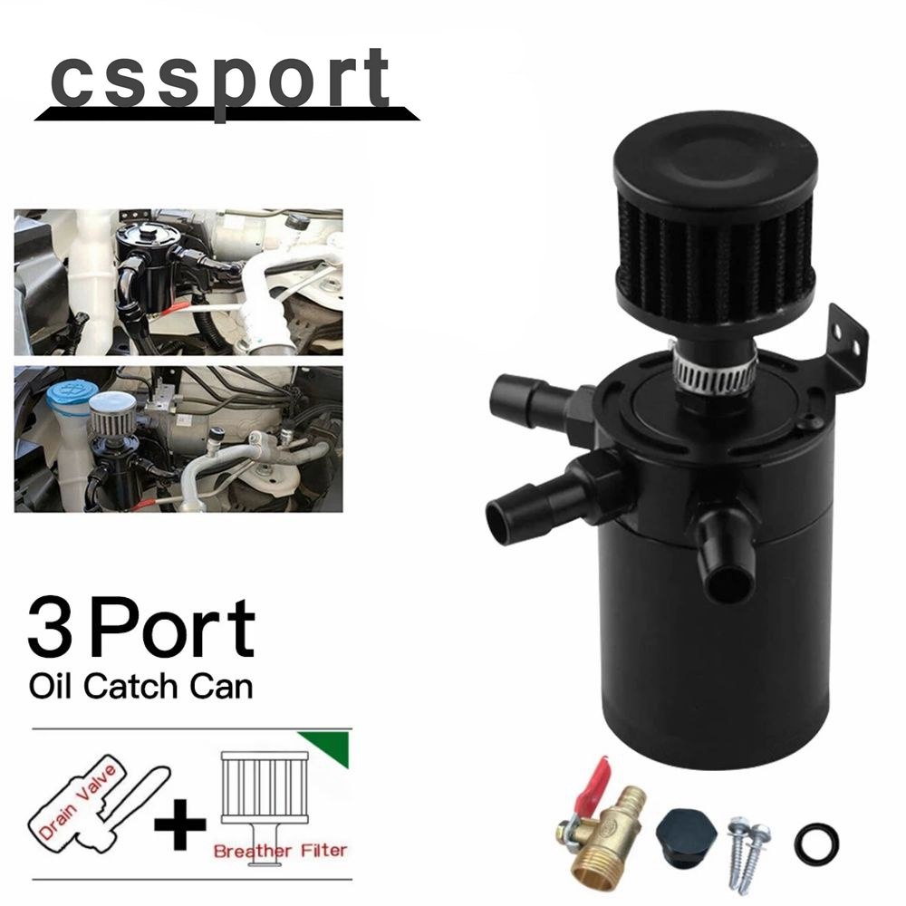 Universal Car 2-Port/3-Port Oil Catch Can Tank Separator With Breathing ...