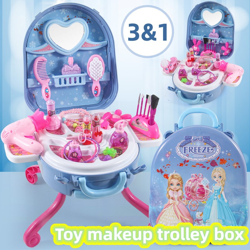 3-In-1 Princess Makeup Dresser Toy Set Girl Princess Makeup Suitcase ...