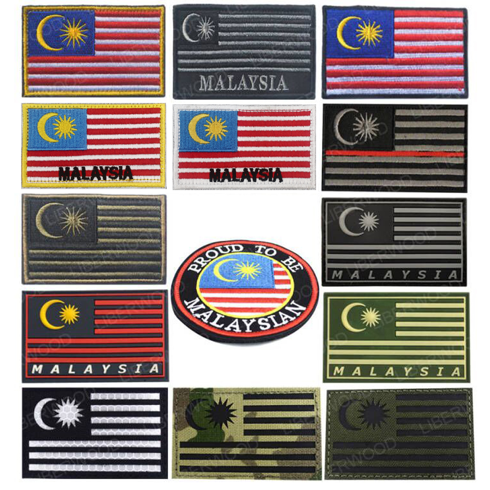 Malaysian Flag Embroidered Patches Skull Tactical Army Military Morale ...