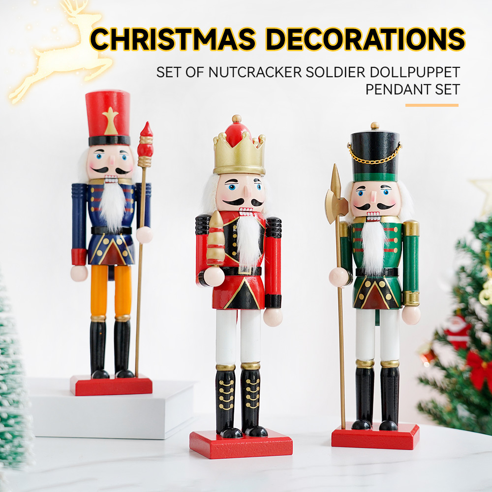 1PC 30CM Nutcracker Vintage Puppet Hand-painted Craft Figure Christmas ...