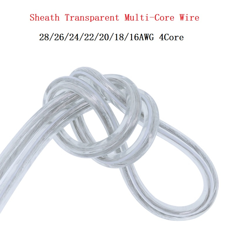 Sheath Transparent Multi-Core LED Light Power Cord Tinned Copper Connecting Wire 16-28AWG 4-Core ...