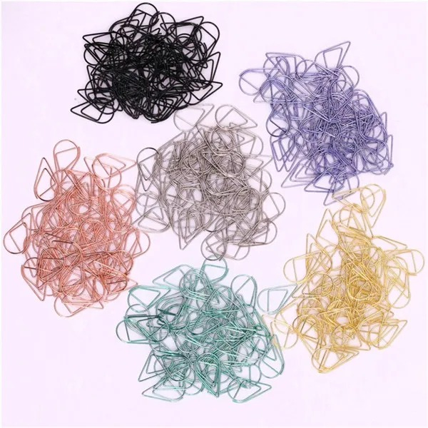50 Pcs Modeling Paper Clips Metal Material Water Drop Shape Golden ...