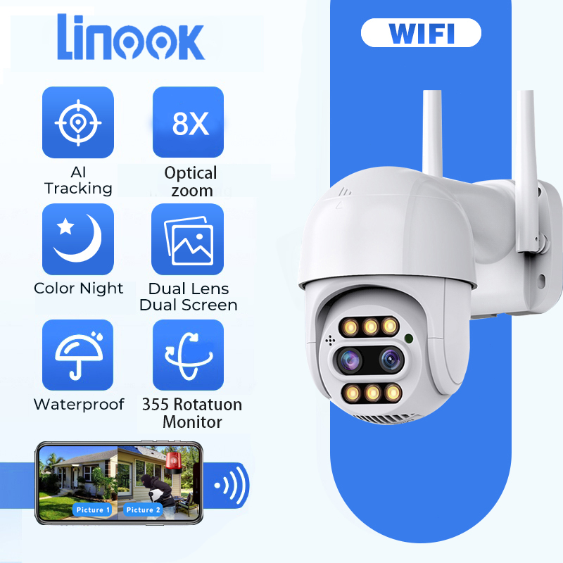 Linook 8x optical zoom CCTV camera WiFi 4K 8MP bidirectional call PZT ...