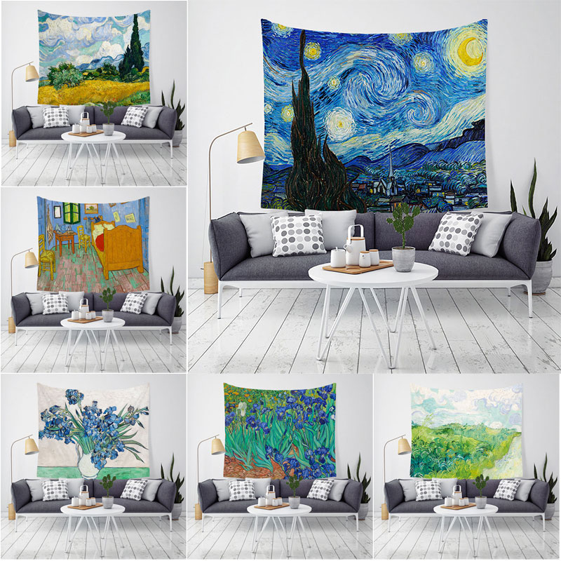 150X130cm/90X75cm Vincent van Gogh Art Starry Night Decorative Tapestry ...