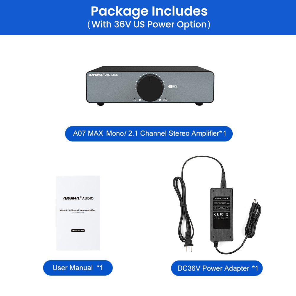 AIYIMA A07 MAX TPA3255 Audio Power Amplifier 2.0 Stereo Amplify 300Wx2 PBTL Mono Sound Amplifier ...