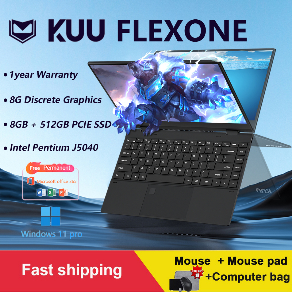 KUU Flexone 360° Flip TouchScreen Laptop 14.1 inch 8GB 512GB SSD Intel ...
