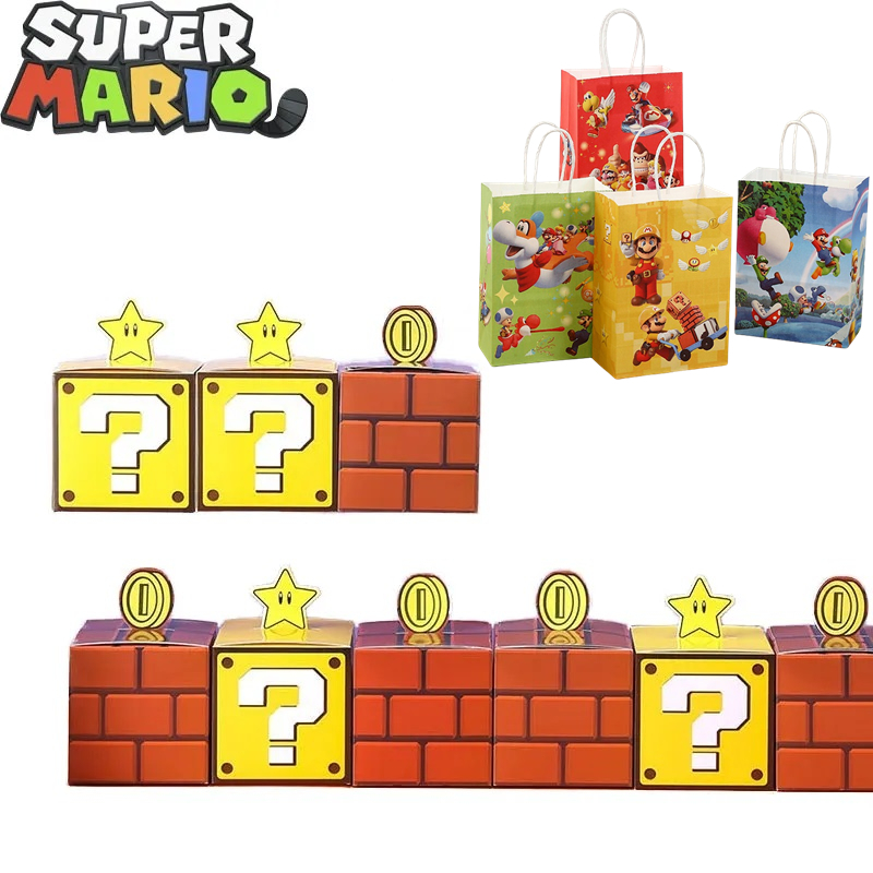 Super Mario Birthday Loot Bag Candy Box Anime Kraft Paper Pakcaging ...