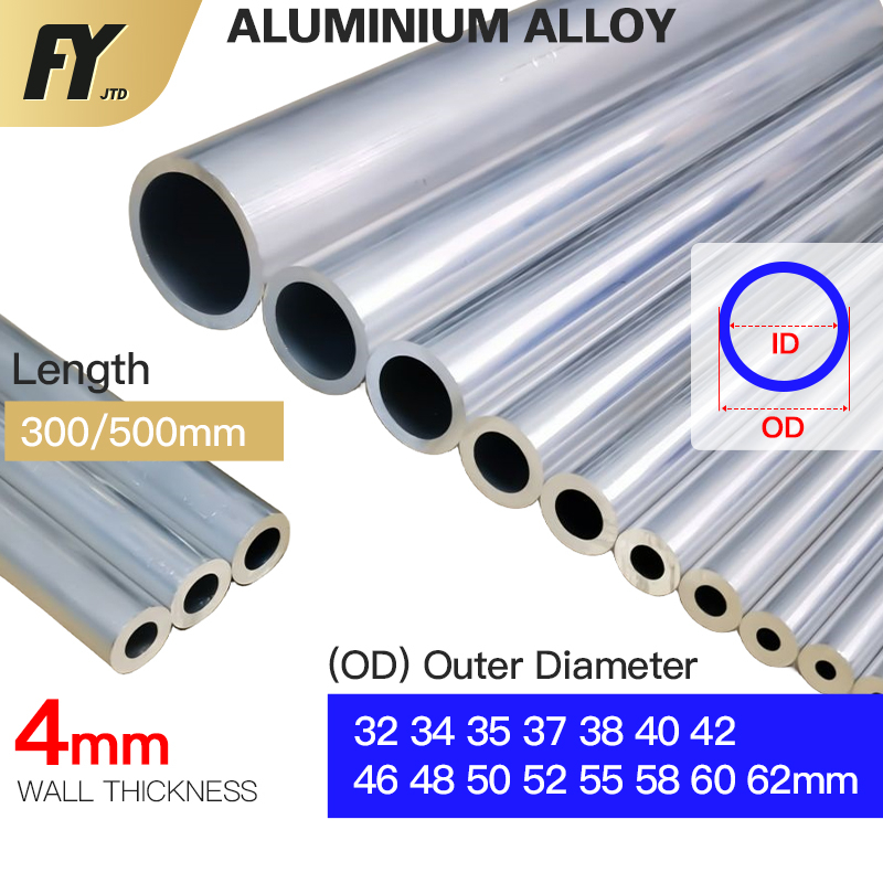 FUYI aluminum tube 4mm wall thickness pipe OD 32-62mm Straight 300mm ...