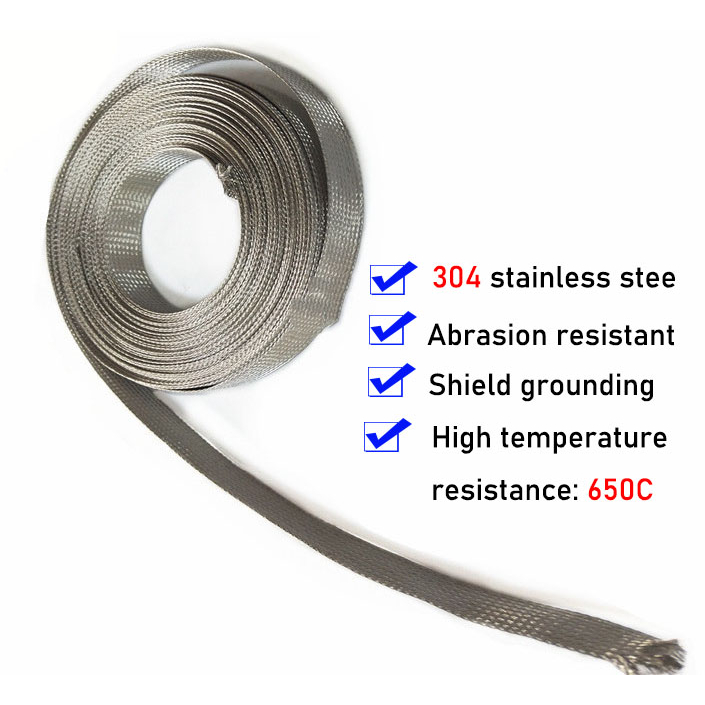 Braided Tape Sleeve 304 Stainless Steel Shielding Conductivity -2mm ...