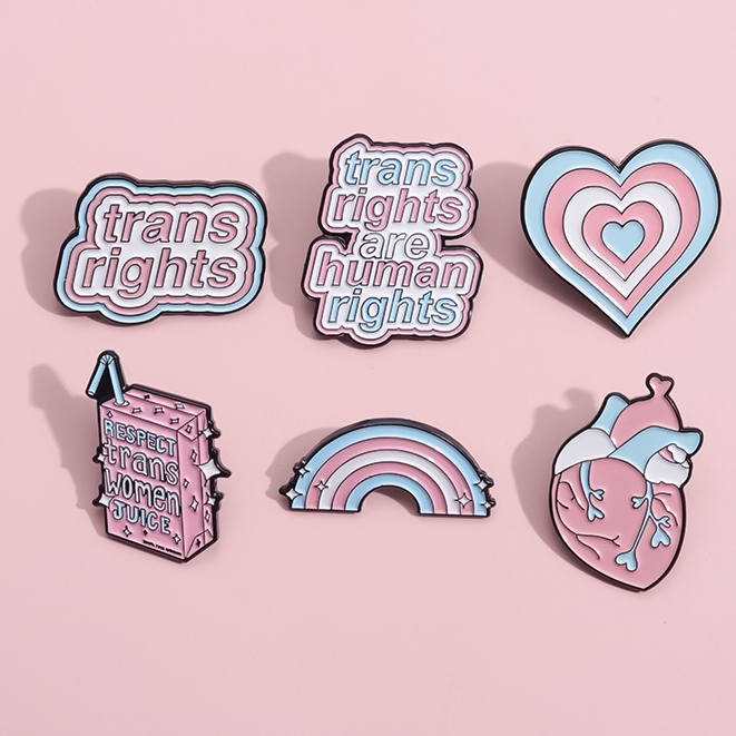 Pink Trans Pride Enamel Pin Brooches Trans Rights Brooch Lapel Badges ...