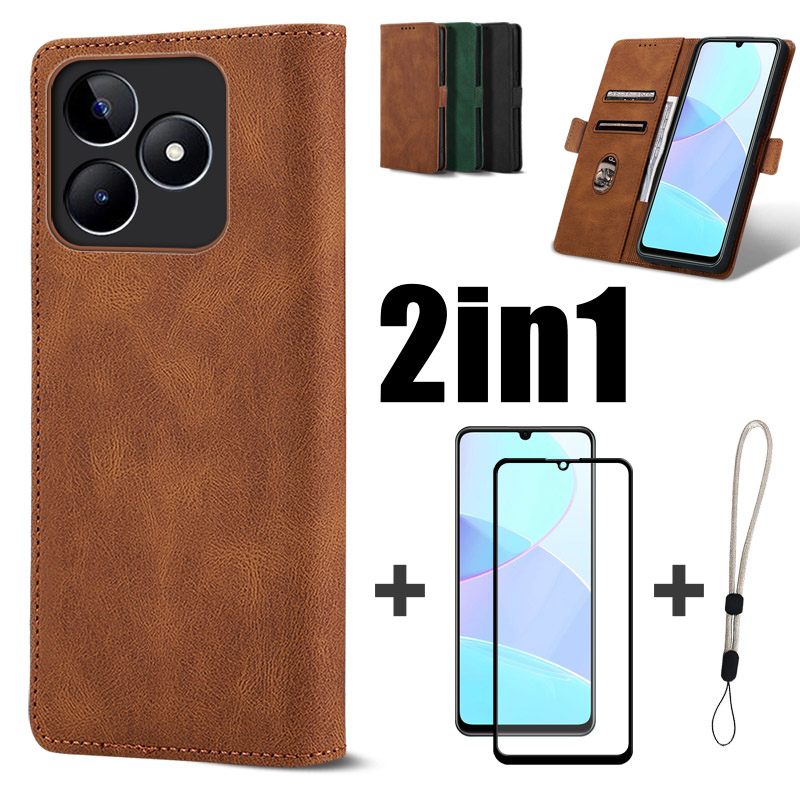 Flip wallet leather Case For Realme C51 RMX3830 2 IN 1 Casing with ...
