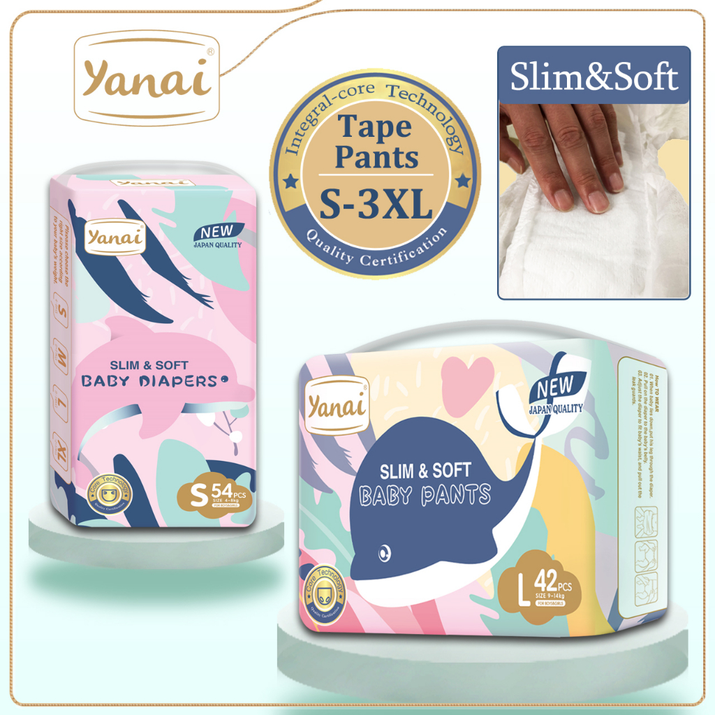YANAI Slim Soft Baby Diapers Newborn-XXXL Magic Tape Pull-ups Medium ...