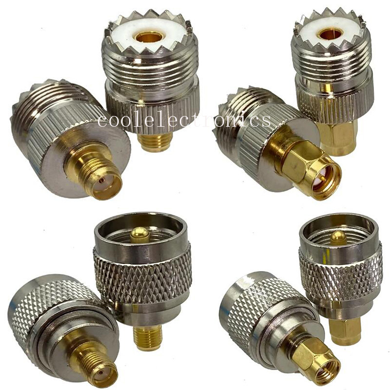 2pcs SMA Male Female to UHF SO239 UHF PL259 RF Coaxial Cable Adapter ...