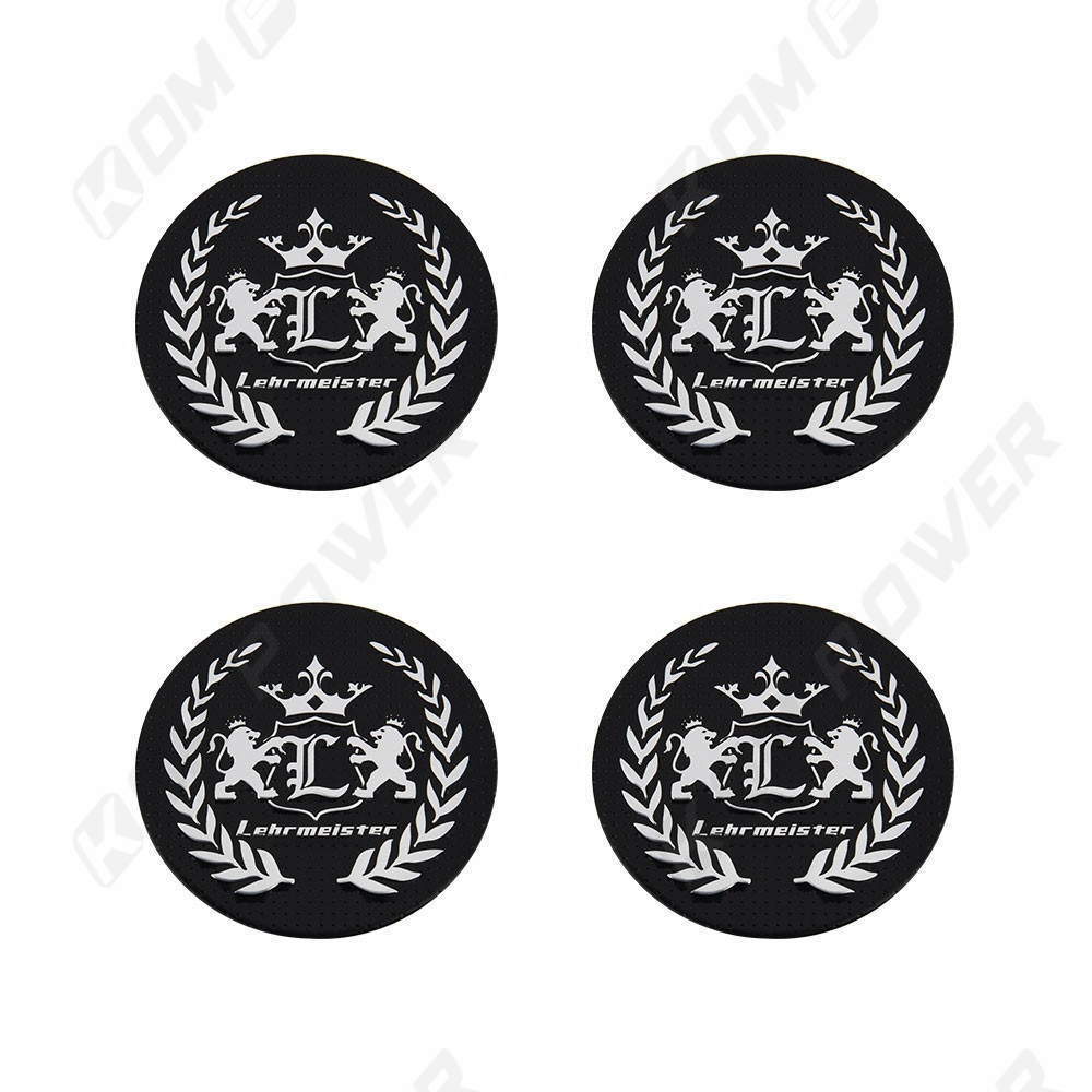 4PCS 50MM Wheel Stickers Rim Center Cap Emblem Aluminum Black LEHR ...
