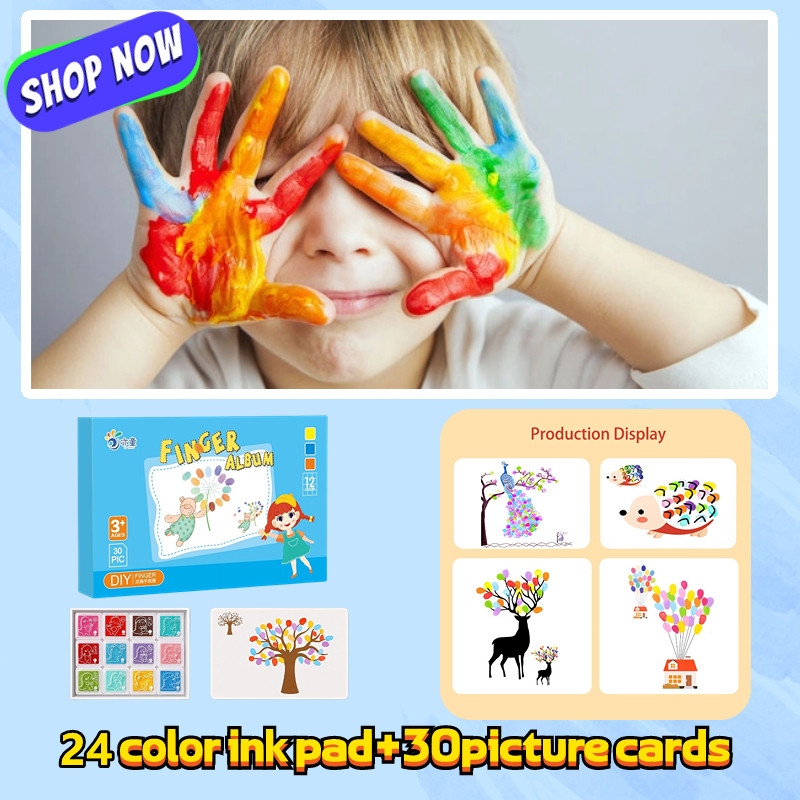 24 Colors Kids Finger Painting Kit with Album Early Education Toys Non ...