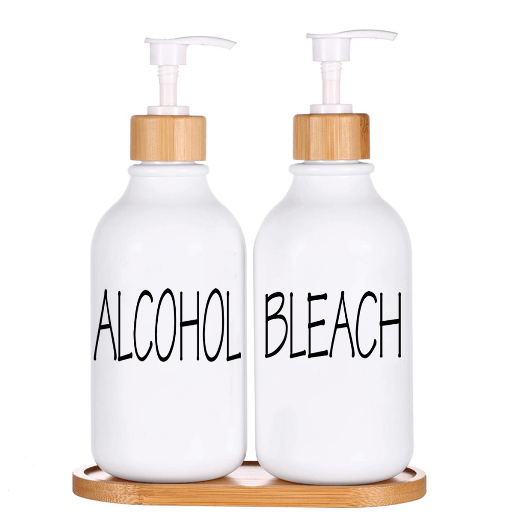 500ml Alcohol Bottle with Bamboo Pump Kitchen Refillable Liquid ...