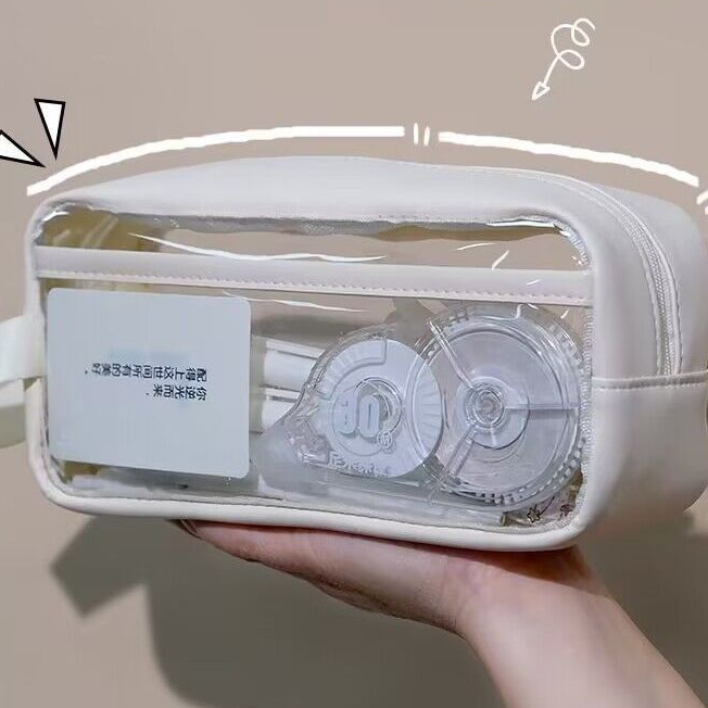 Ohaya ins Transparent Double-Layer Pencil Case Large-Capacity Storage ...
