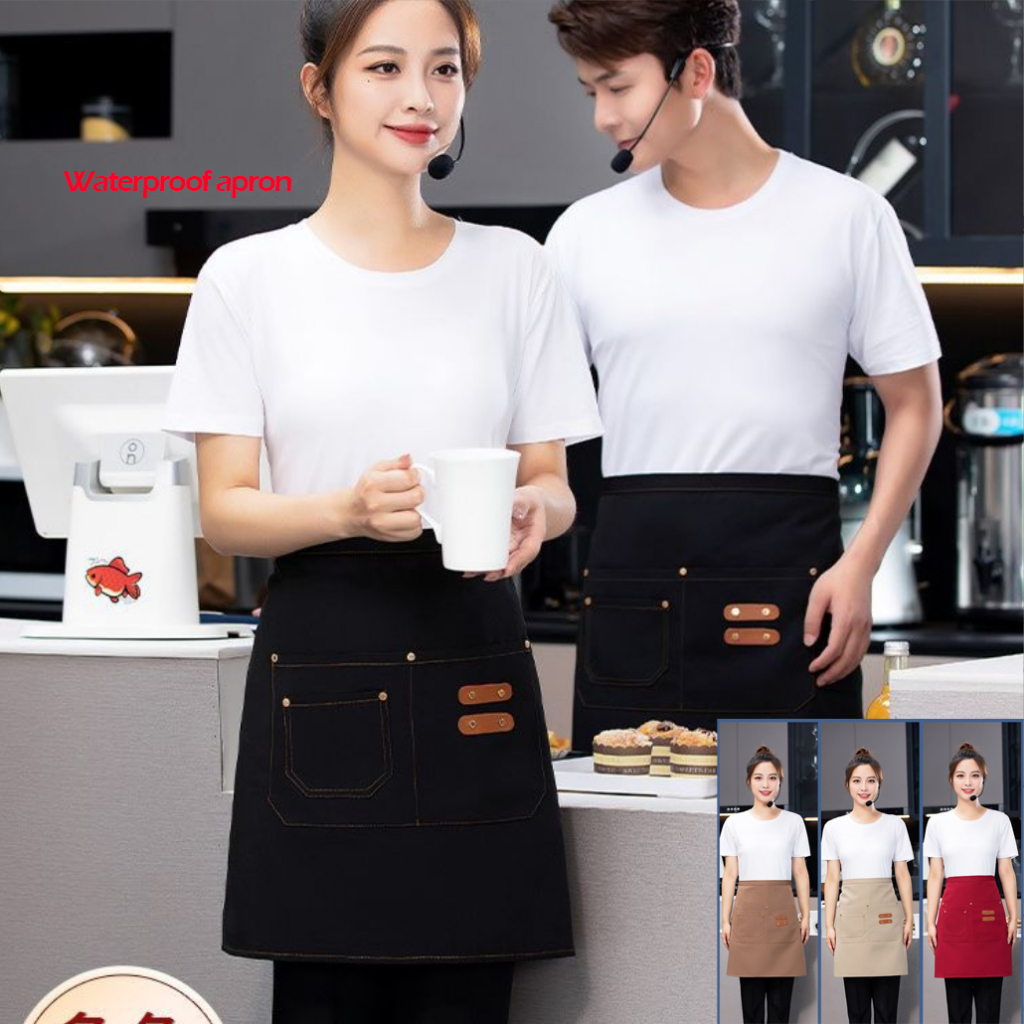 Ready StockWaterproof Apron Female Half Apron Attendant Versatile Short ...
