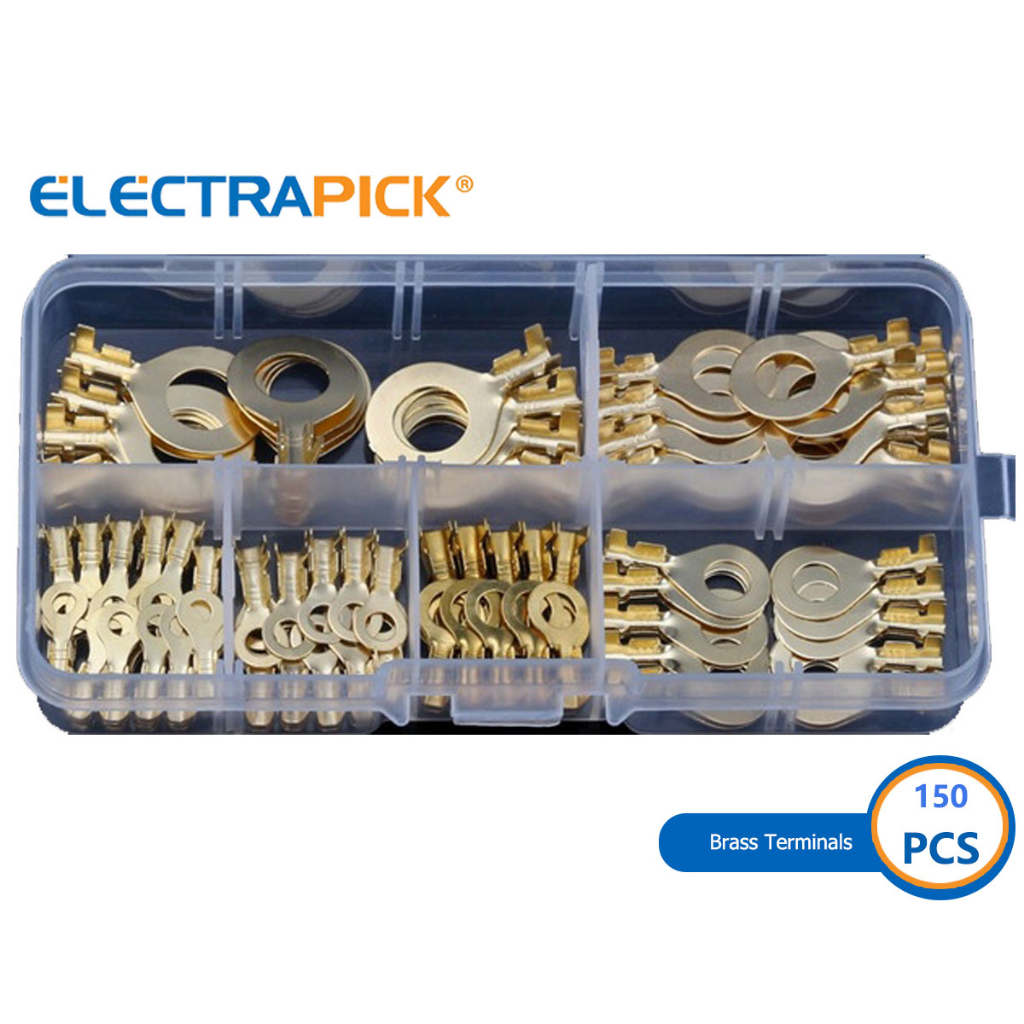 Electrapick 150pcs 3.2-10.2mm Non-insulated Ring Cable Lugs Terminals ...