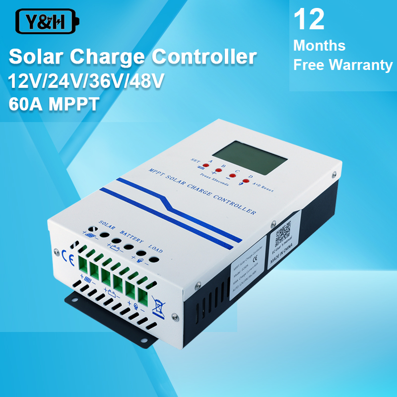 Y&H MPPT 60A Solar Charger Controller 12V 24V 36V 48V Auto Battery Charger Solar Panel Regulator ...