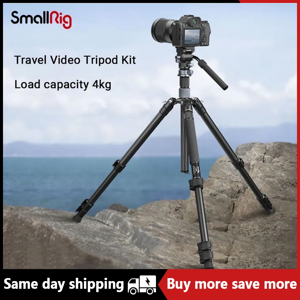 SmallRig Travel Video Tripod Kit with Carbon Fiber Legs, Lightweight ...