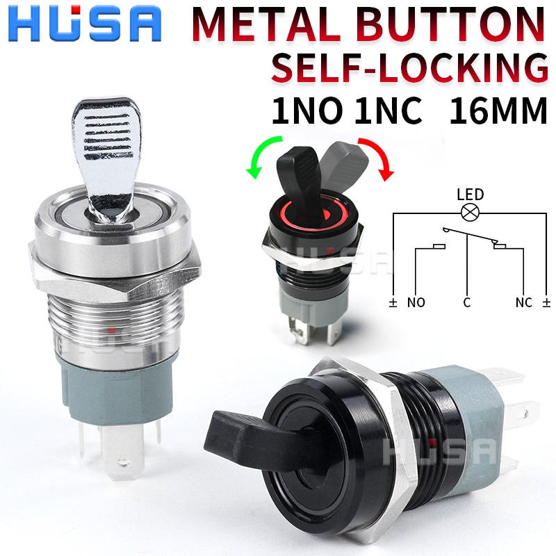 16MM Self-locking ON-OFF Slide Power High Current Metal Toggle Switch ...