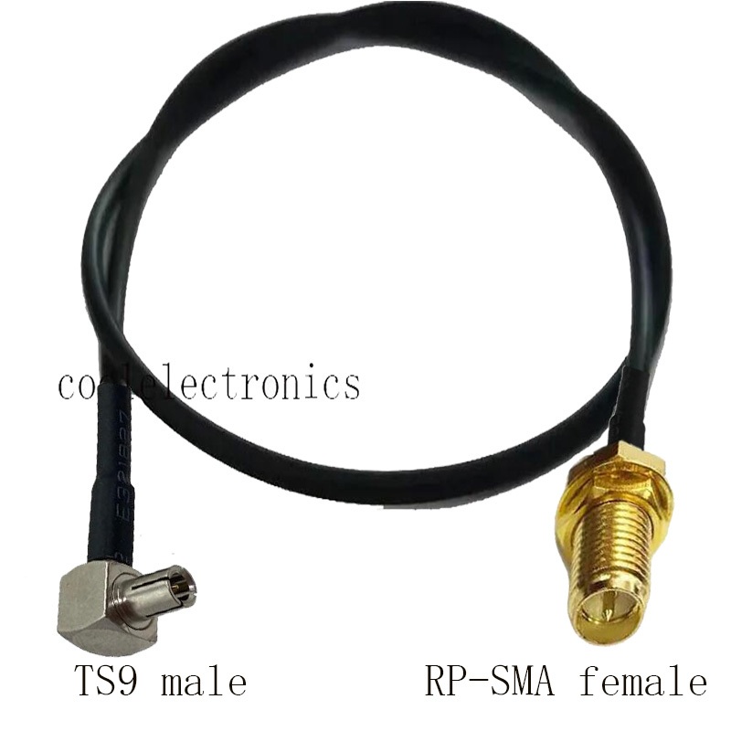 1pc RG174 RP-SMA Female Pin to TS9 TS-9 Male Right Angle Connector RF Extension pigtail Cable 15 ...