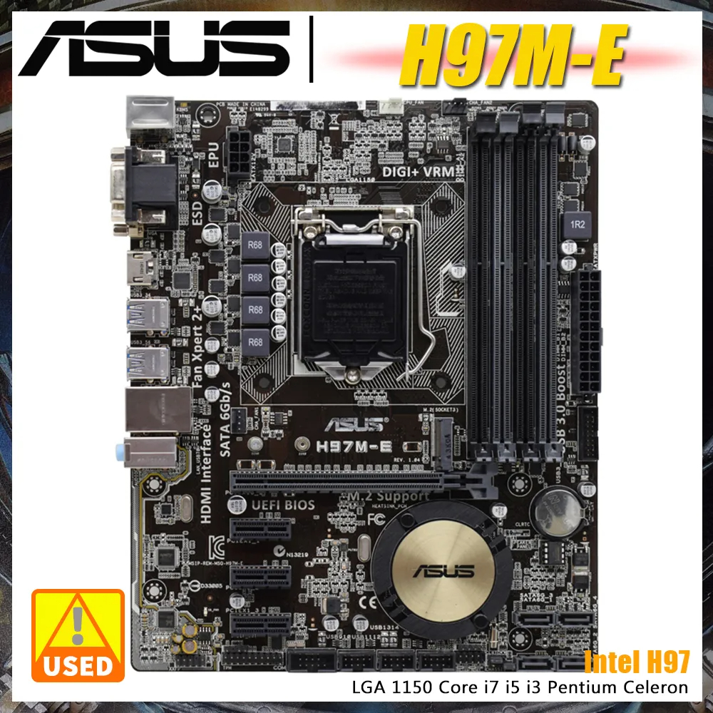 LGA 1150 Motherboard ASUS H97M-E Socket Support Xeon E3 1280 v3 Core i7 ...