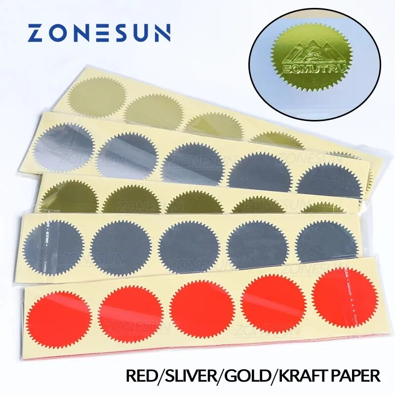 ZONESUN 100pcs 45/50mm Blank Embosser Stickers Metallic Self-adhesive ...