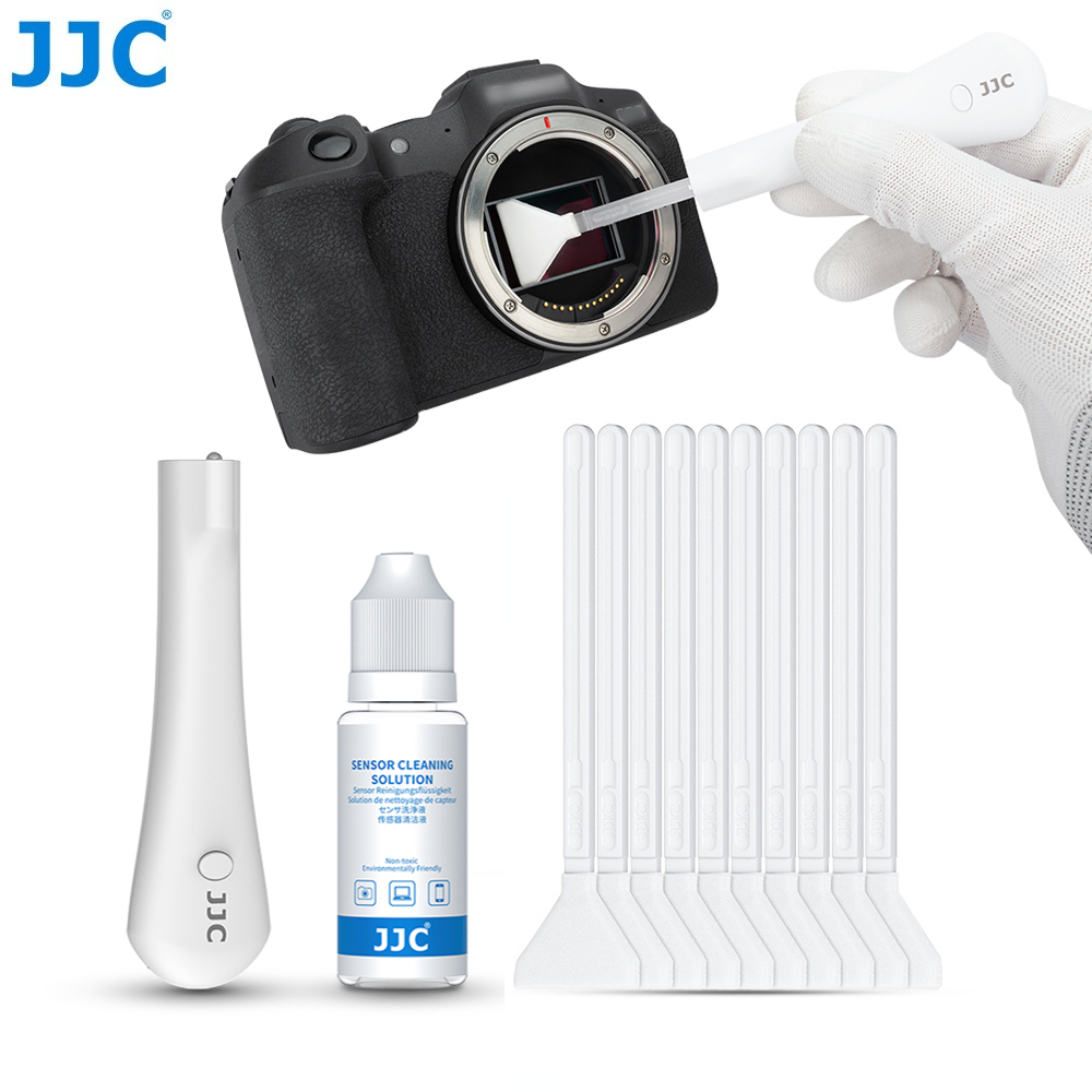 JJC CL-FS10K2 Full Frame Sensor Cleaning Tools Kit with LED Lighting Handle Sensor Cleaning ...