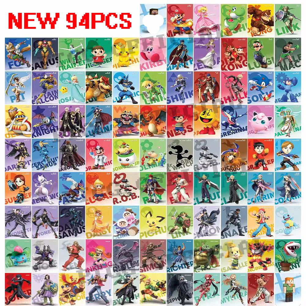 94pcs New Amiibo Smash Bros Cards Ultimate Steve Amxxbo Crossover Card ...