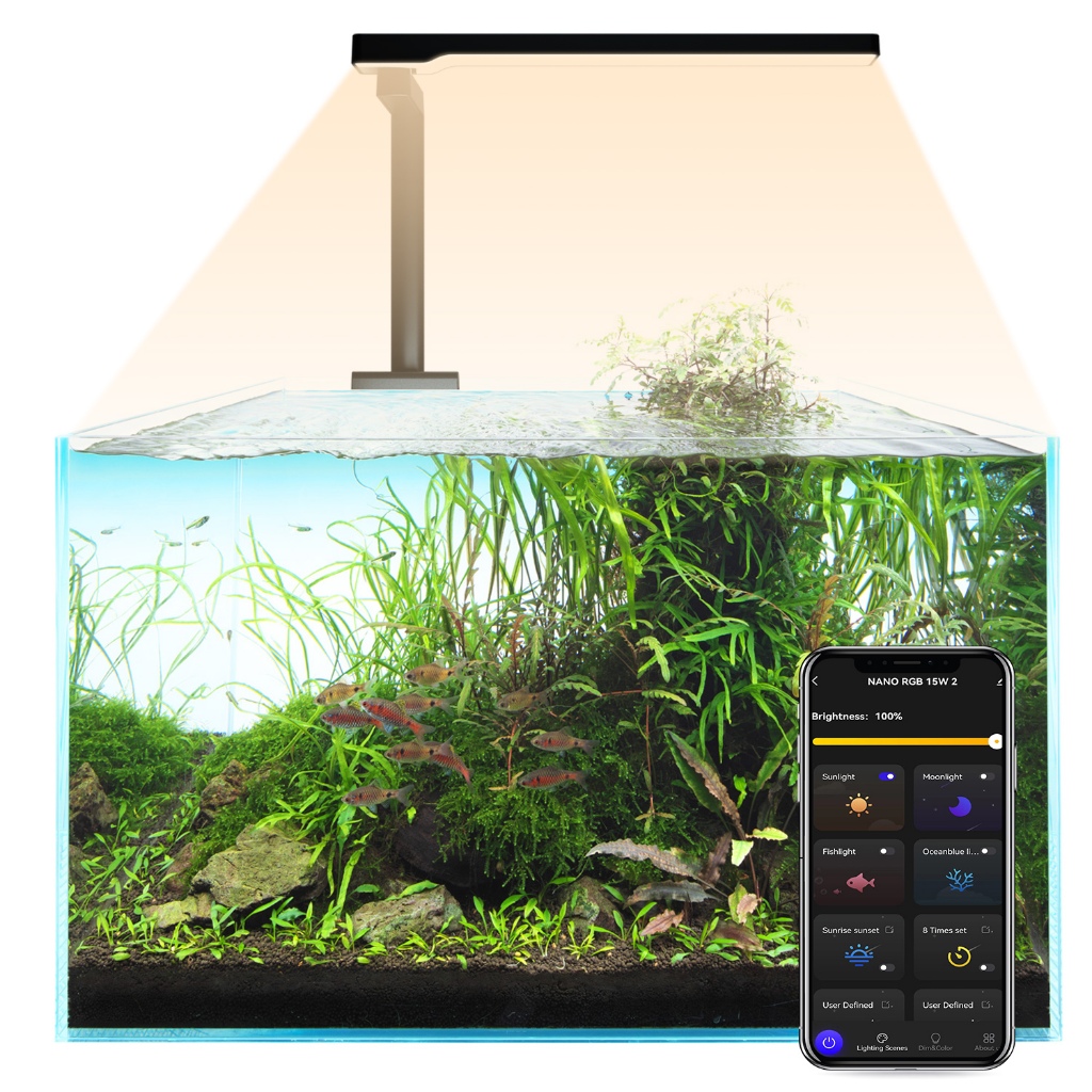 RGB pro 15W nano small aquarium led light sunrise sunset timers clip on ...