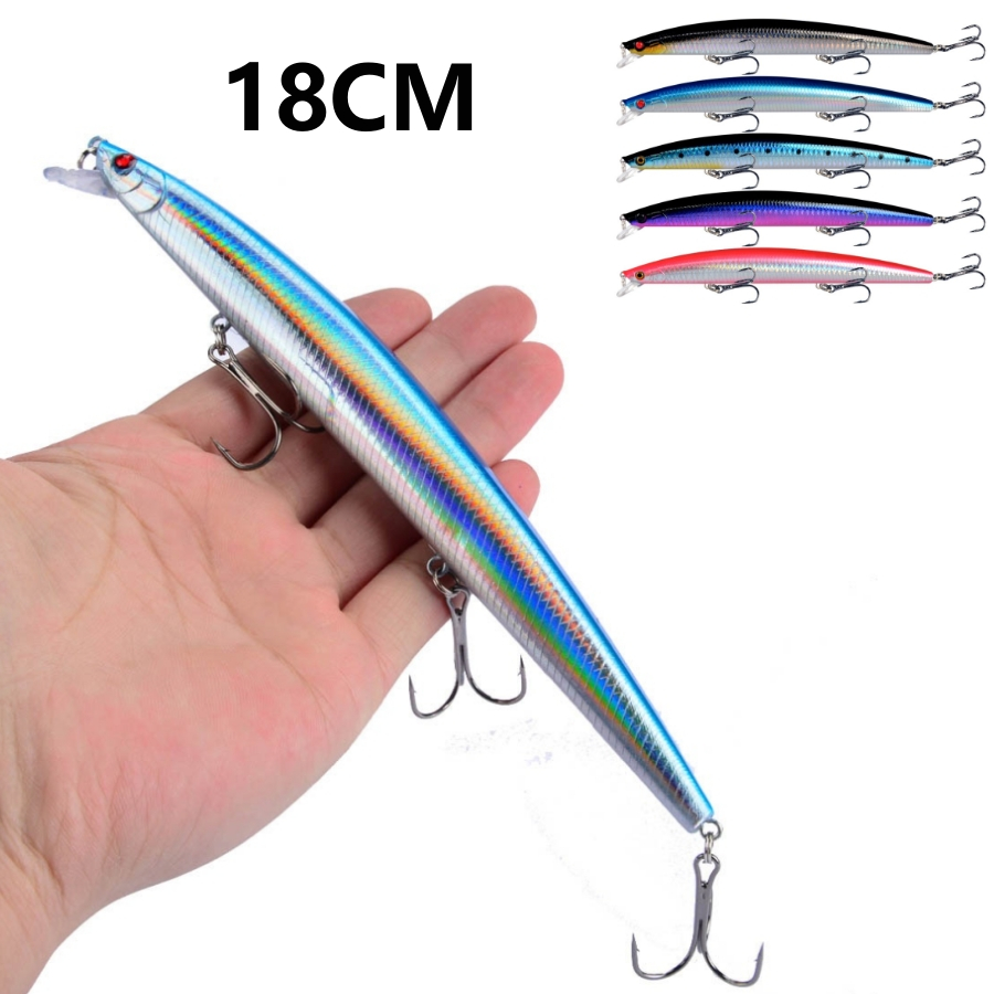 18cm 24g Big Long Fish Minnow Fishing Lure Artificial Bait Crankbait 3D ...