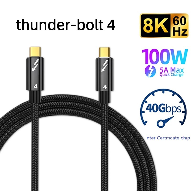 USB4 Type-C Thunderbolt4 40Gbps Data Line 8K@60Hz Screencast 100W 5A ...