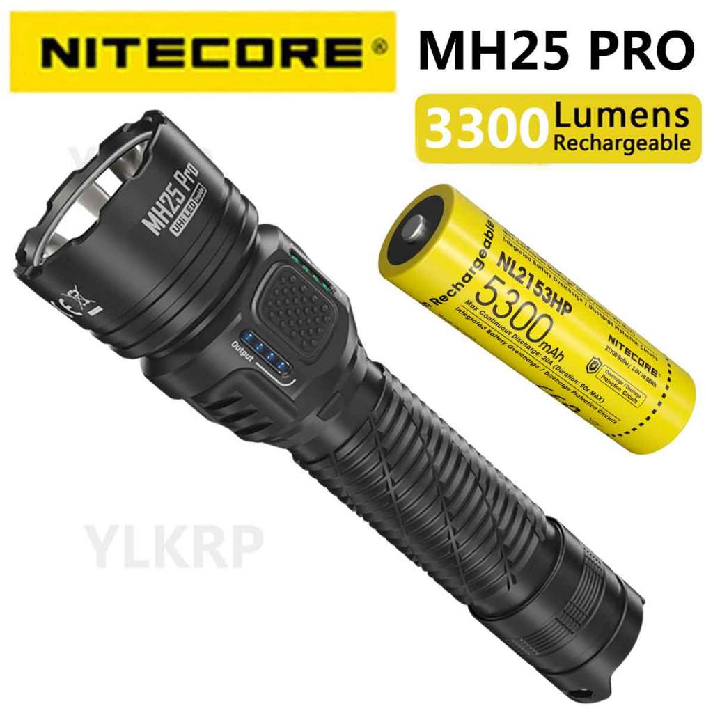 NITECORE MH25 PRO 3300 lumen flashlight, packaged with an NL2153 ...
