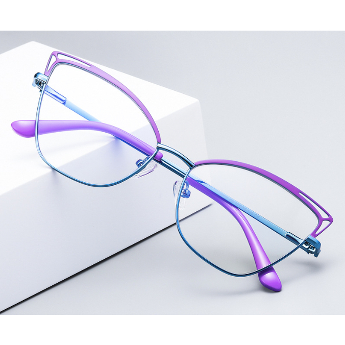 Metal Cat Eye Spectacles Colorful Cute Girls Glasses Optical Myopia ...
