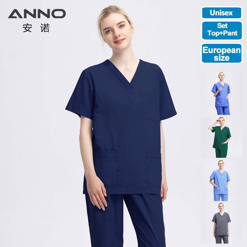 ANNO Soft Fabric Medical Scrubs Set Unisex Nursing Uniform Hospital ...