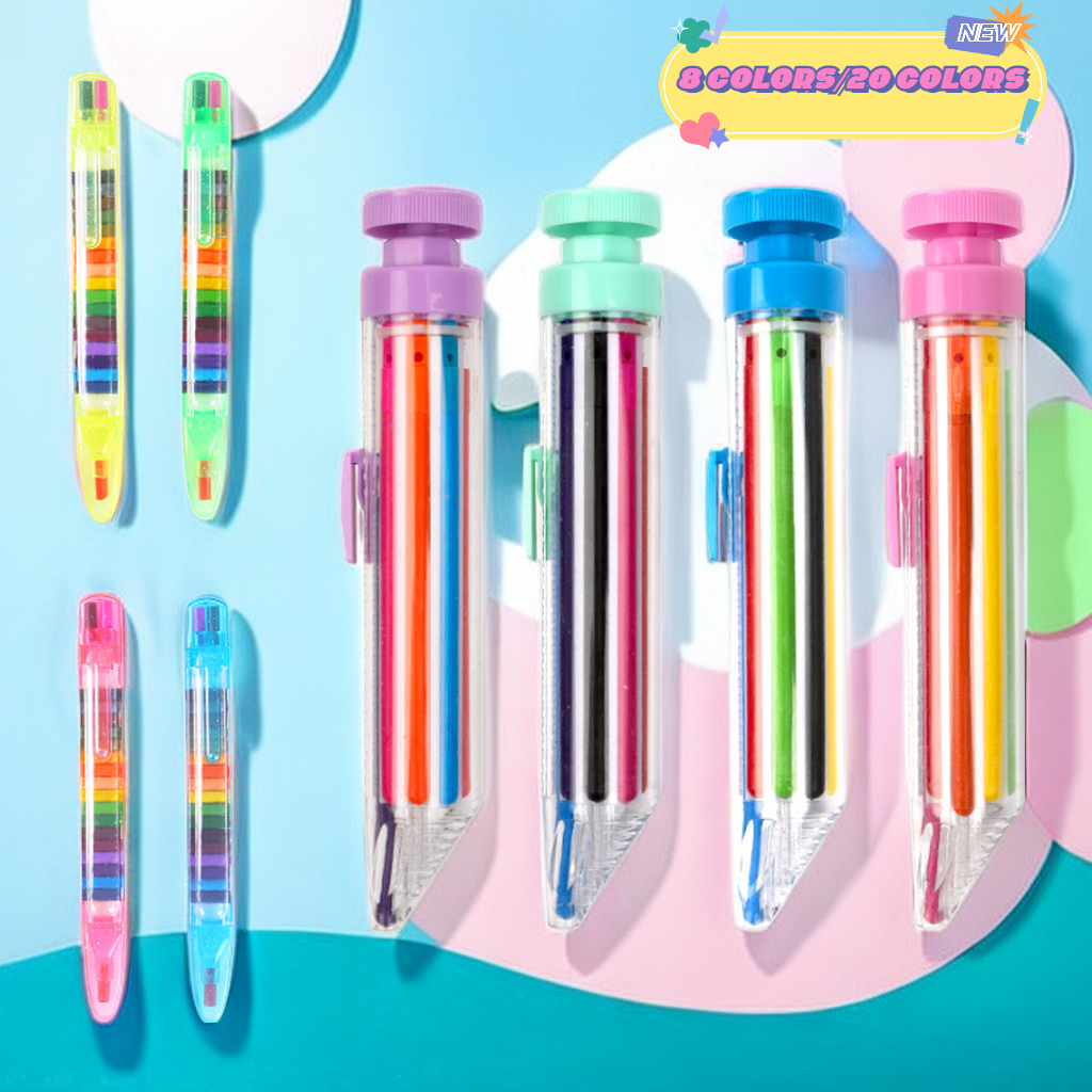 Retractable Crayons for Kids 8 In 1 Multicolor Crayons Pens for Kids 8/ ...