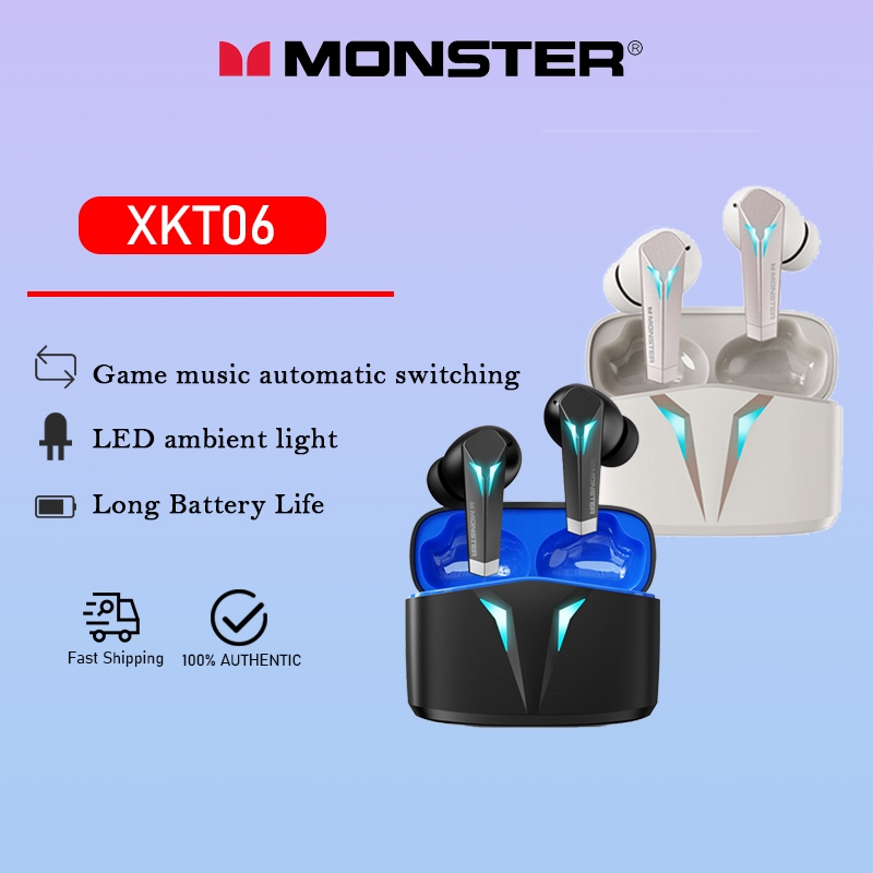 Monster XKT06 Gaming Earbuds Wireless Bluetooth 5.3 Earphones TWS Bass ...