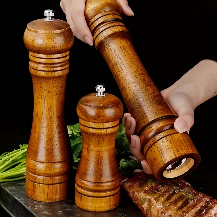APPKER Solid Wood Manual Grinder Salt Pepper Mill Spice Bottle Salt ...