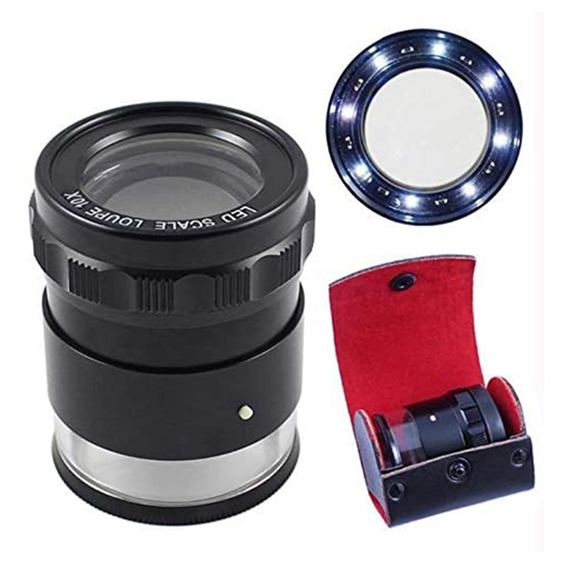 Magnifier 10X 8 LED Illuminated Desktop Magnifying Glasses Metal ...